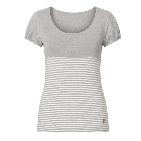 CONQUISTA Striped Short Sleeve Top