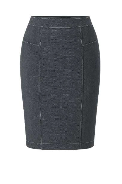 CONQUISTA Stitch Detail Straight Casual Skirt - Grey
