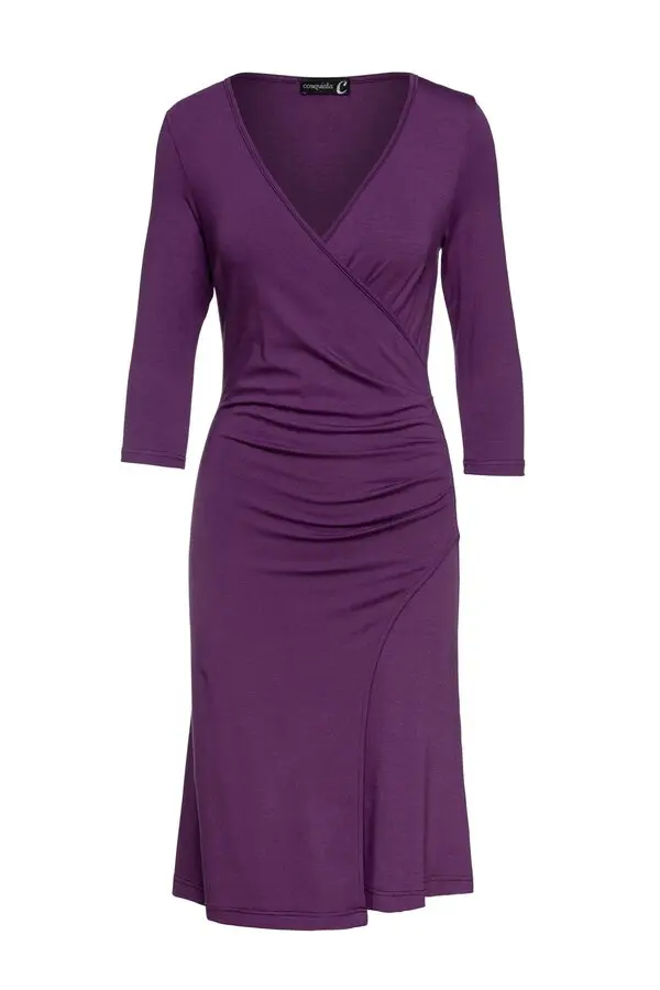 CONQUISTA Aubergine Faux Wrap Dress - Purple