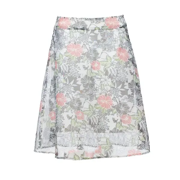 CONQUISTA Neutrals Floral Burn-out Viscose Blend Knee Length Cloche Skirt - Beige