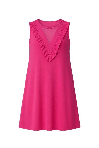 CONQUISTA Dress With Tulle & Frill Detail - Pink