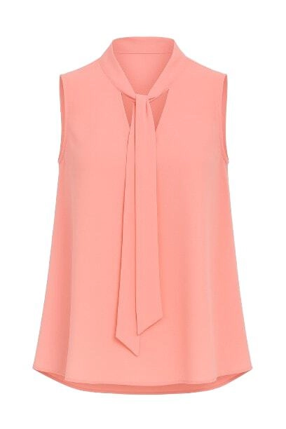 CONQUISTA Peach Sleeveless Tie Detail Top - Orange