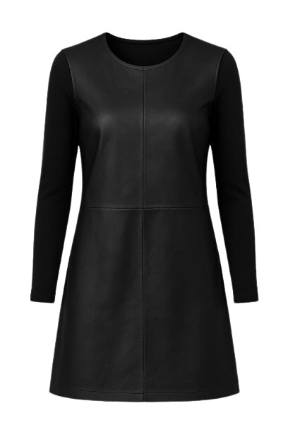 CONQUISTA Dress With Faux Leather Detail Si Fashion - Black
