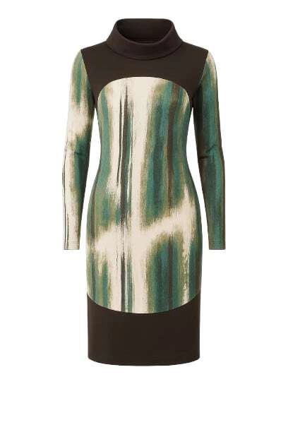 CONQUISTA Print & Solid Colour Dress - Green