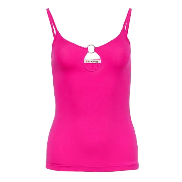 CONQUISTA Spaghetti Strap Keyhole Top - Pink