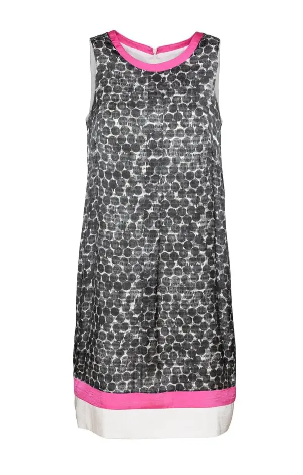 CONQUISTA A-line Sleeveless Print Dress - Pink/white