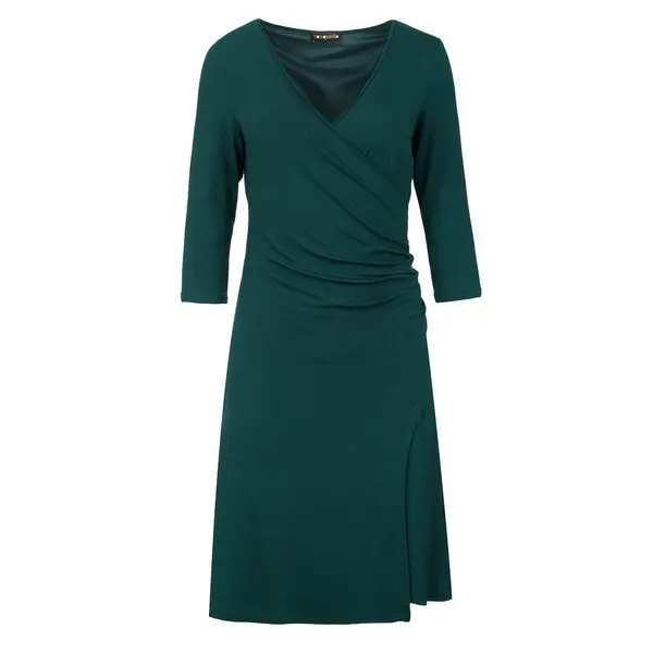 CONQUISTA Faux Wrap Dress In Sustainable Fabric - Green