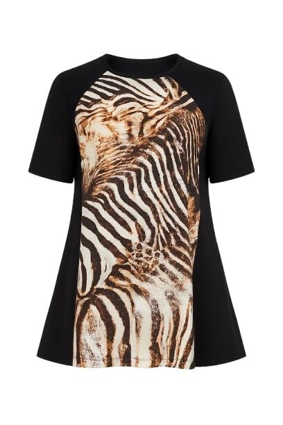 CONQUISTA A Line Animal Print Top - Black