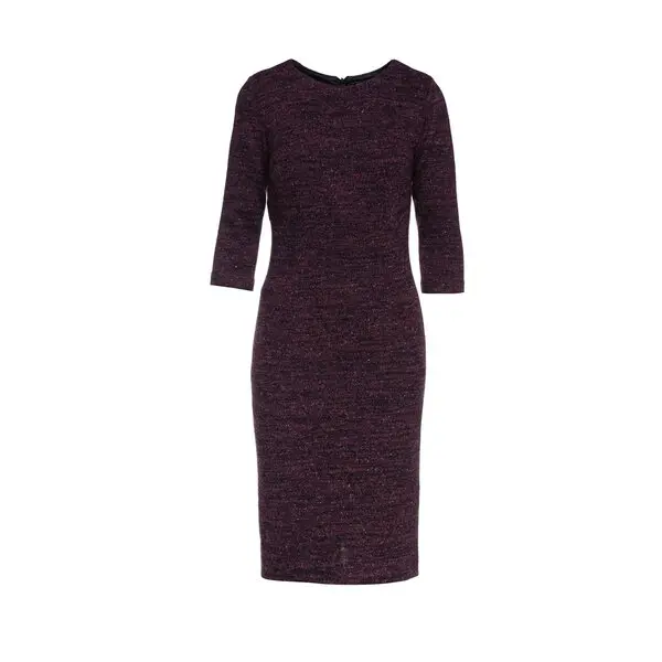 CONQUISTA Woollen Aubergine Winter Fitted Dress - Purple