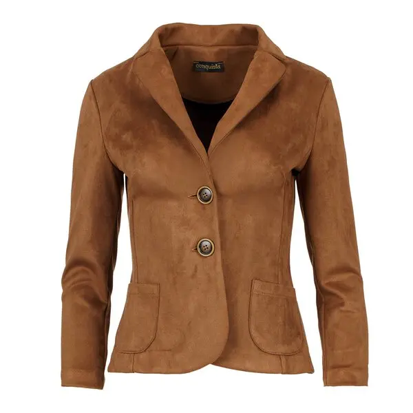 CONQUISTA Suede-look Fitted Jacket - Brown