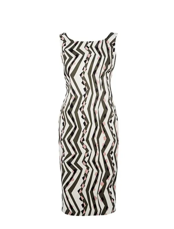 CONQUISTA Straight Print Dress Fashion - Green