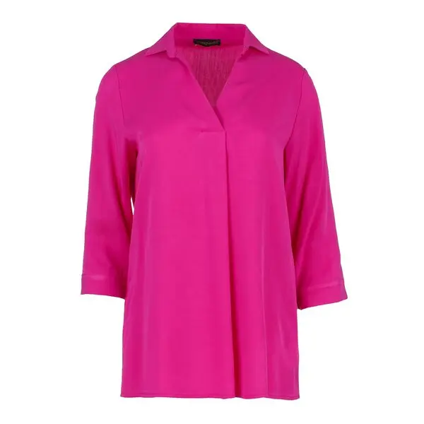 CONQUISTA Fuchsia V Neck Top - Pink