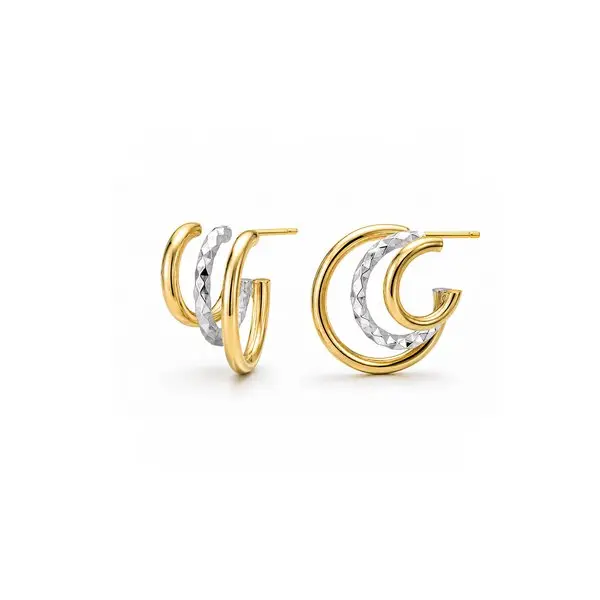 GOLD & HONEY Two-tone Triple Hoop Earrings - Gold