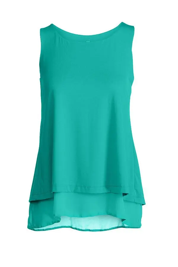 CONQUISTA Teal Layered Asymmetrical Top In Viscose-polyester-elastane Jersey Blend - Green