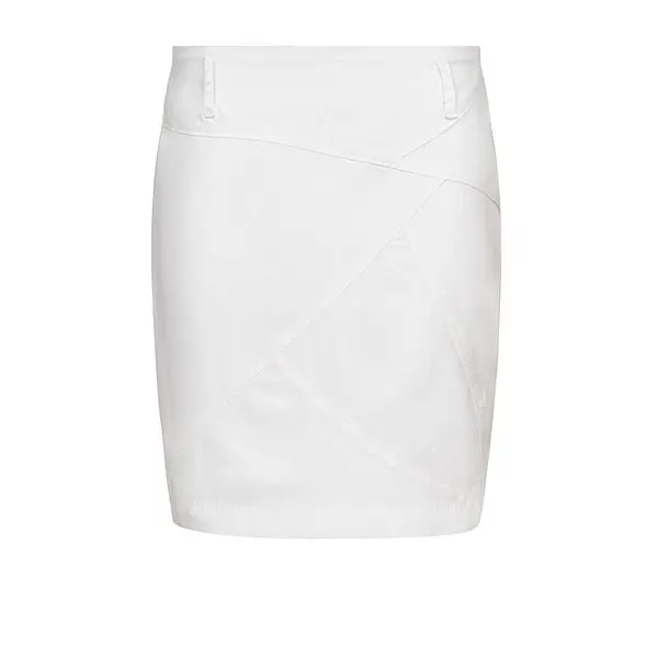 CONQUISTA Gabardine Skirt With Decorative Stitching - White