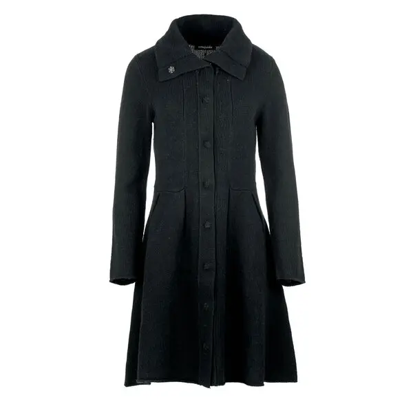 CONQUISTA Long Sleeve Wool Cashmere Blend Dress - Black