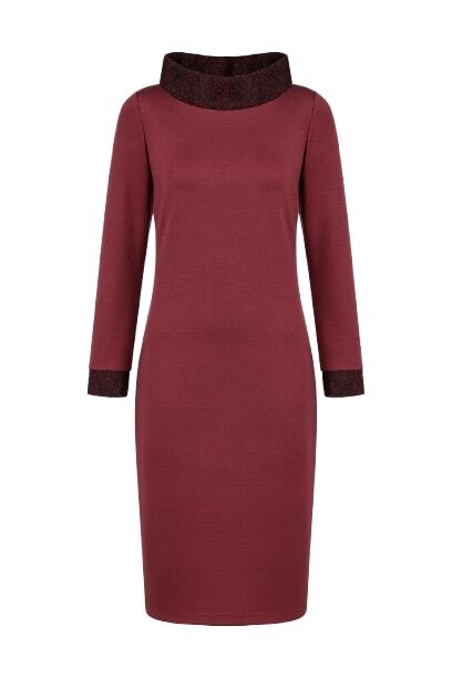 CONQUISTA Fitted Lace Detail Punto Di Roma Dress - Red