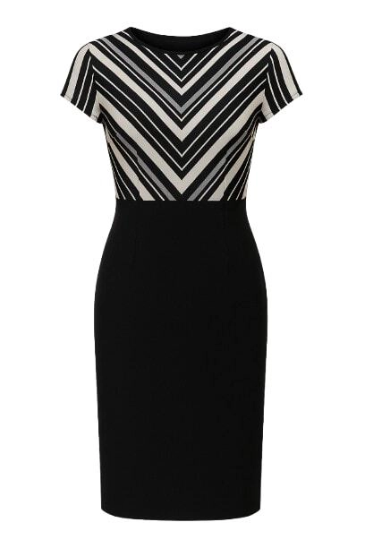CONQUISTA Stripe Detail Straight Dress - Black