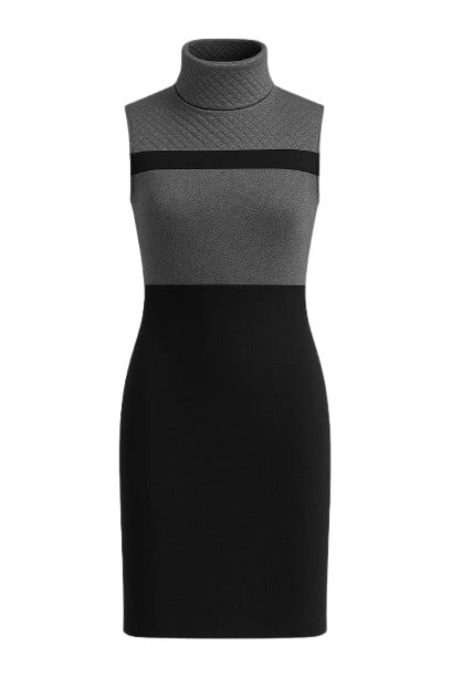 CONQUISTA Three Fabric Sleeveless Jersey Dress In Shades Of - Grey