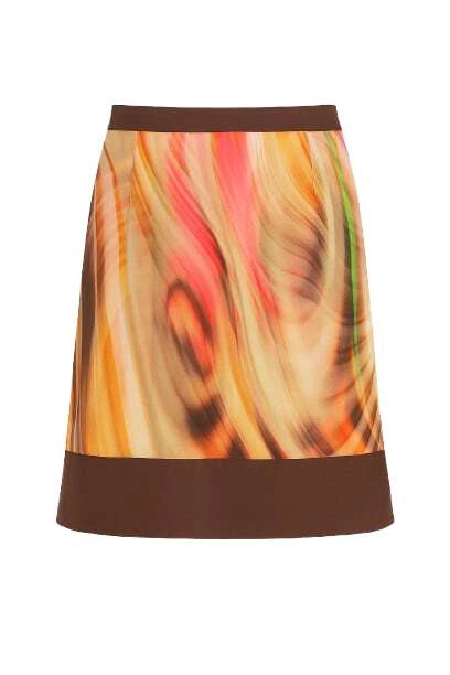 CONQUISTA A Line Animal Print Skirt - Brown