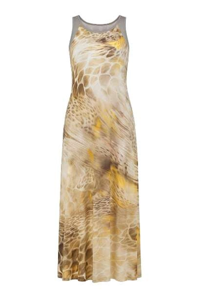 CONQUISTA Abstract Animal Print Maxi Dress - Brown