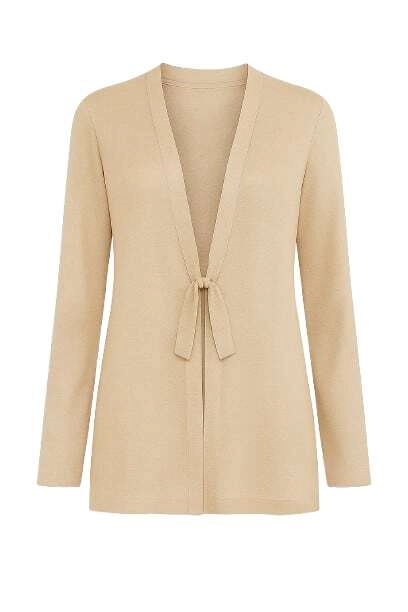 CONQUISTA Neutrals Open Front Linen Cardigan - Beige