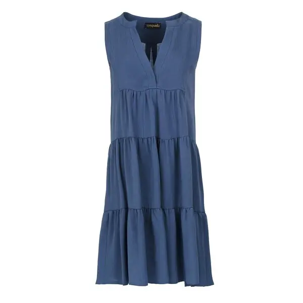 CONQUISTA Sleeveless Indigo A Line Dress - Blue