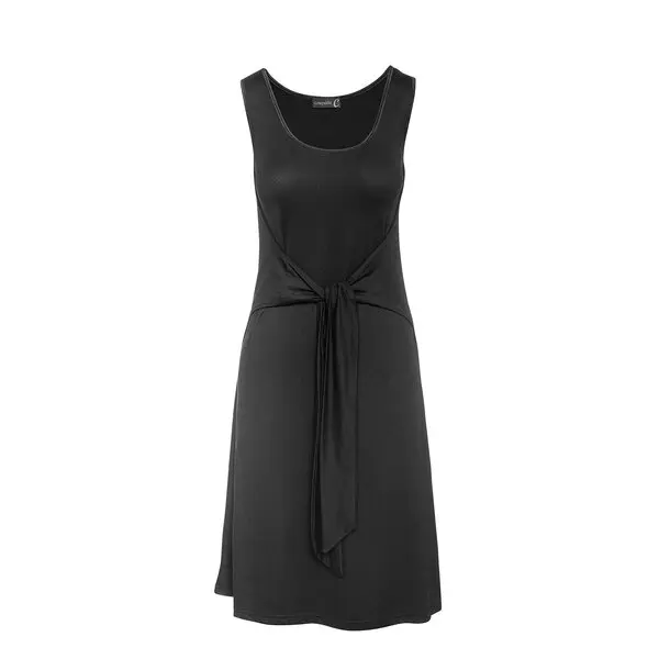 CONQUISTA Tie Waist Sleeveless Dress Fashion - Black