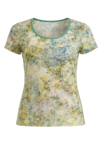 CONQUISTA Floral Short Sleeve Top - Green