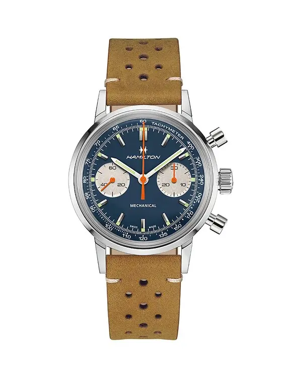 Hamilton American Classic Intra-matic Mechanical Chronograph Watch, 40mm - Blue/brown