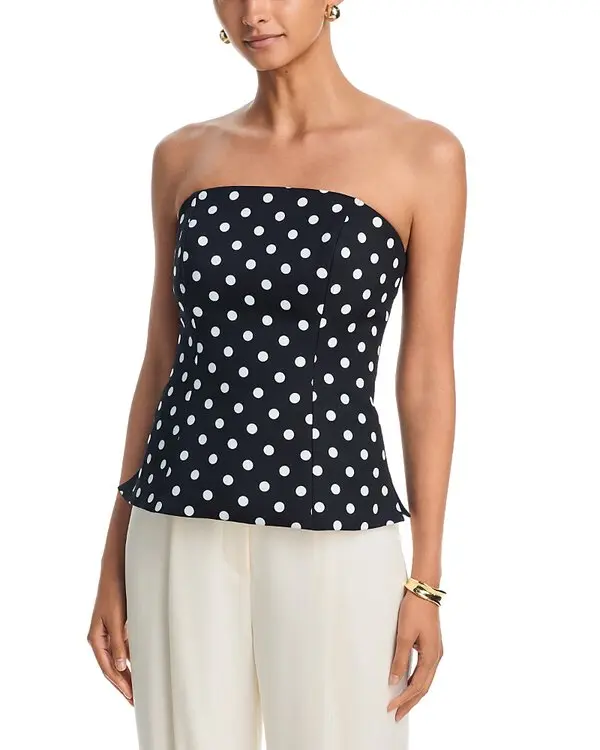 MILLY Aiden Polka Dot Strapless Top