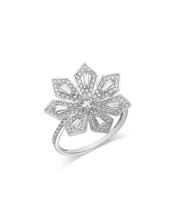 Bloomingdale'S Diamond Round & Baguette Diamond Statement Ring In 14k 0.75 Tcw - White Gold