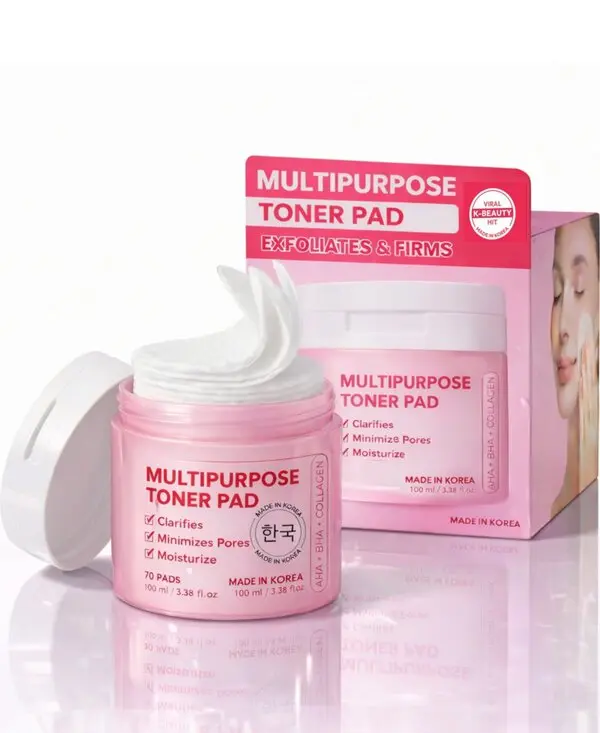 LOVERY Korean Skin Care Resurfacing Toner Pads With Aha + Bha + Collagen 70 Pads - Pink