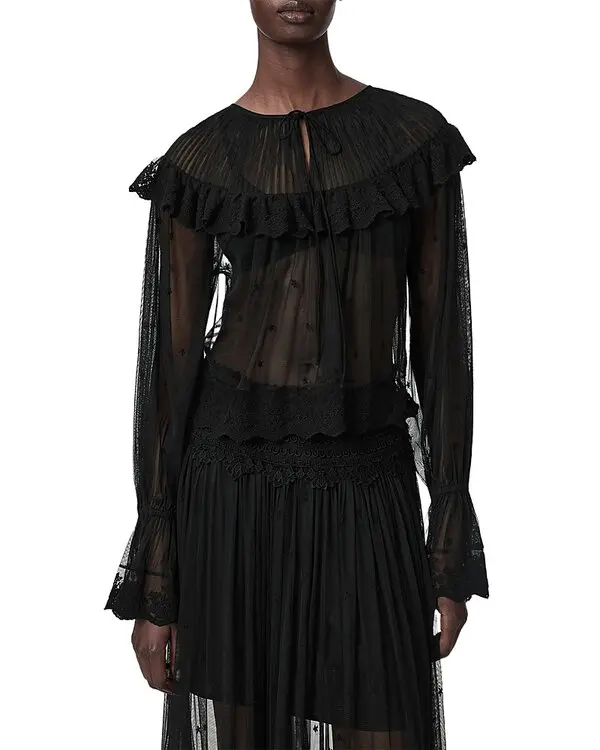 ALLSAINTS Trixie Lace Top - Jet Black