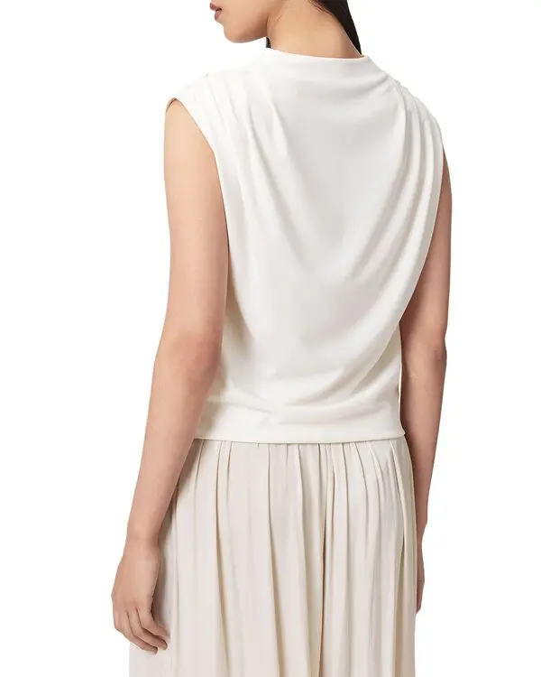 ALLSAINTS Emerson Draped Jersey Top - Fossil White