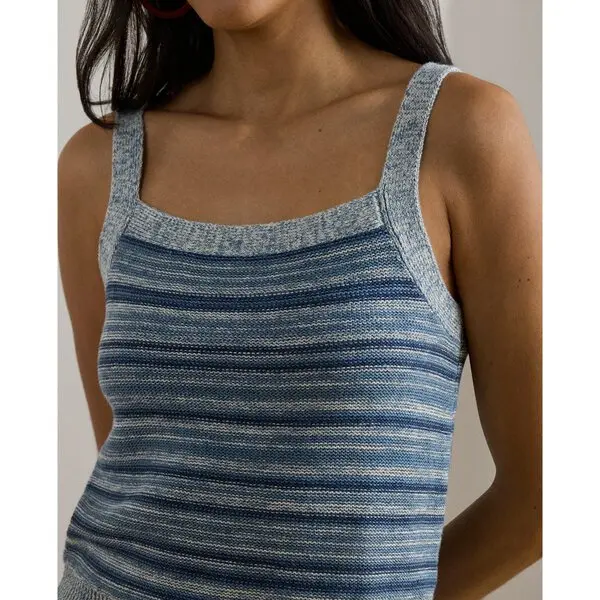 Ralph Lauren Striped Linen-cotton Sweater Tank Top
