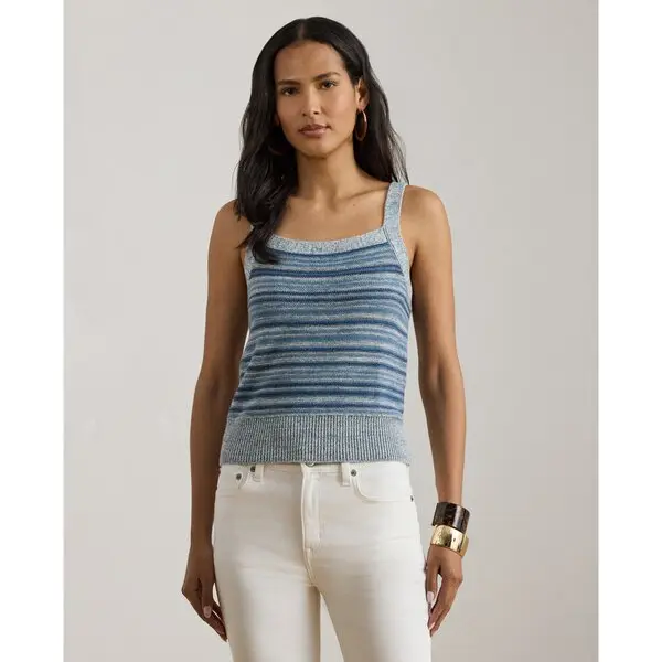 Ralph Lauren Striped Linen-cotton Sweater Tank Top