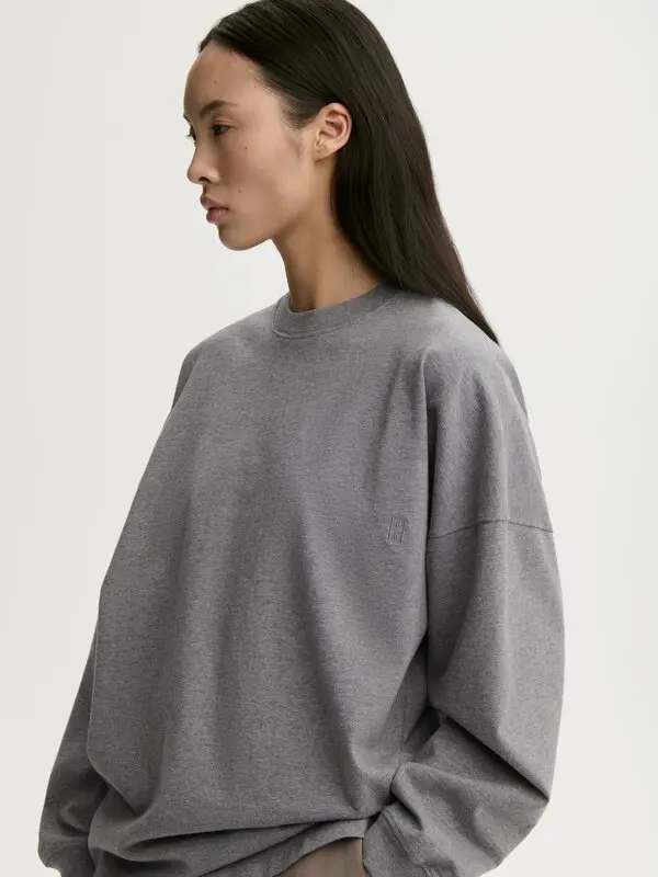 BY MALENE BIRGER Organic Cotton Oversized Sweatshirt - Grey Melange
