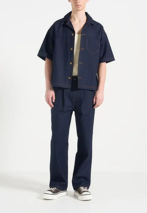 Manière De Voir Carl Boxy Denim Revere Shirt - Indigo