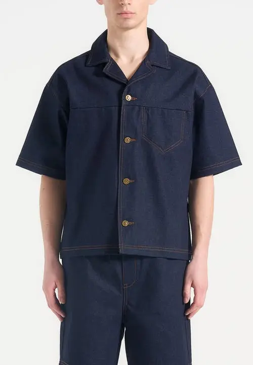 Manière De Voir Carl Boxy Denim Revere Shirt