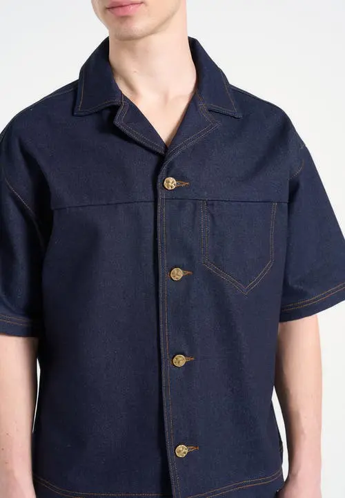 Manière De Voir Carl Boxy Denim Revere Shirt