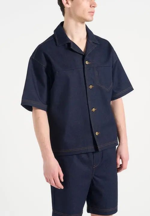 Manière De Voir Carl Boxy Denim Revere Shirt