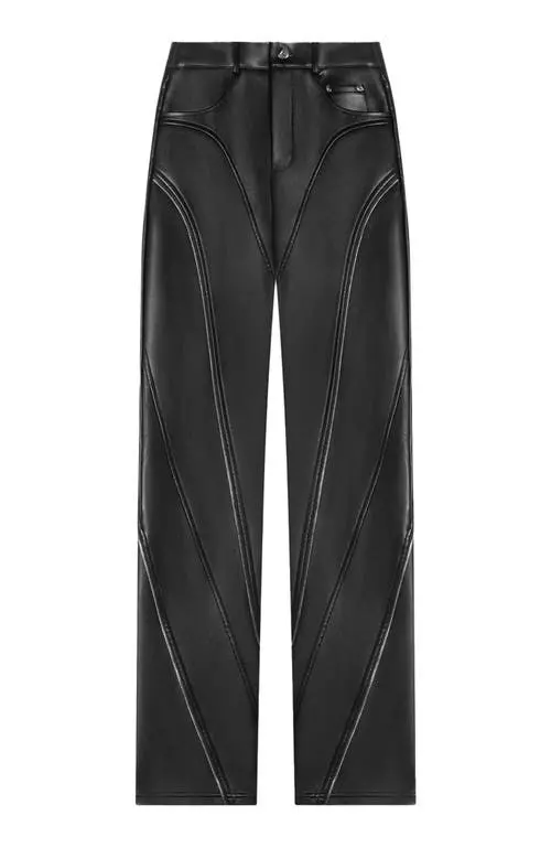 Manière De Voir Leather Biker Trousers With Zip