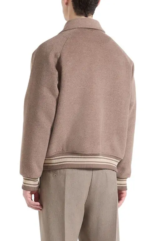 Manière De Voir Contrast Wool Blend Varsity Jacket
