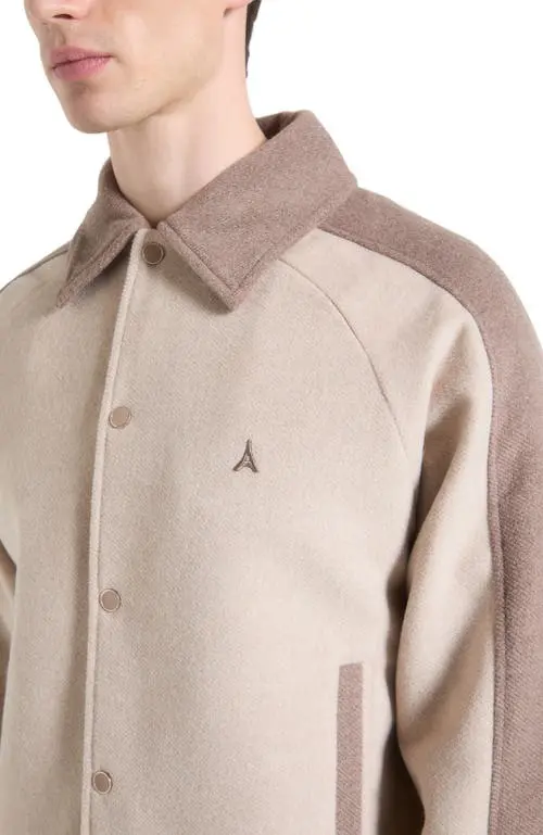Manière De Voir Contrast Wool Blend Varsity Jacket
