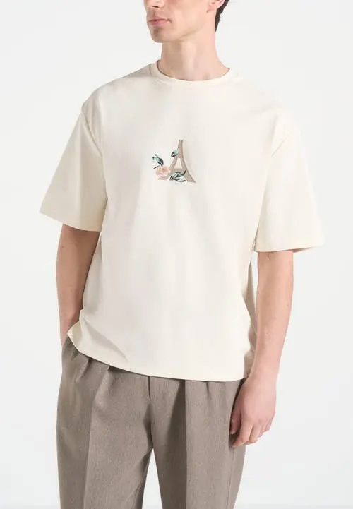 Manière De Voir Thierry Floral Eiffel Cotton T-shirt - Cream