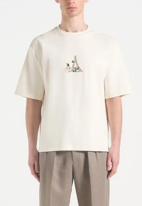 Manière De Voir Thierry Floral Eiffel Cotton T-shirt - Cream