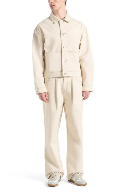 Manière De Voir Damien Denim Jacket With Back Pleat - Cream