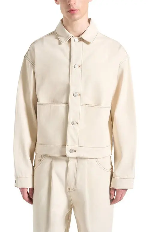 Manière De Voir Damien Denim Jacket With Back Pleat - Cream