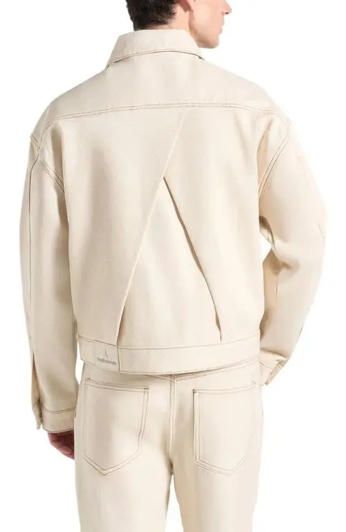Manière De Voir Damien Denim Jacket With Back Pleat - Cream